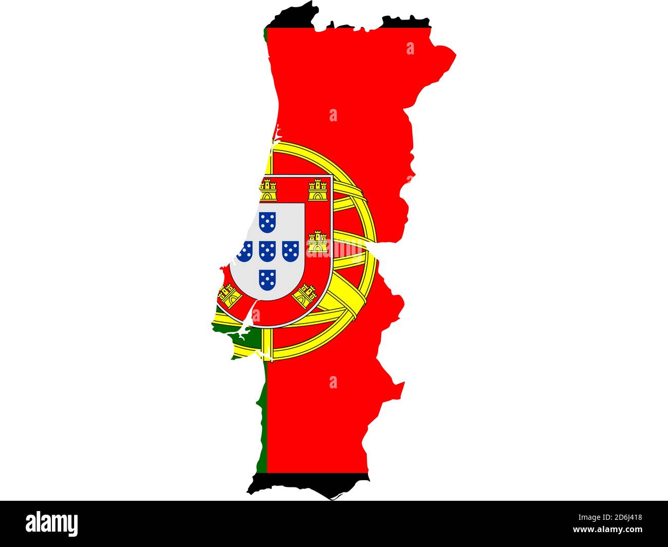 Flag in form form of the geographical country, Portugal, Southern ...