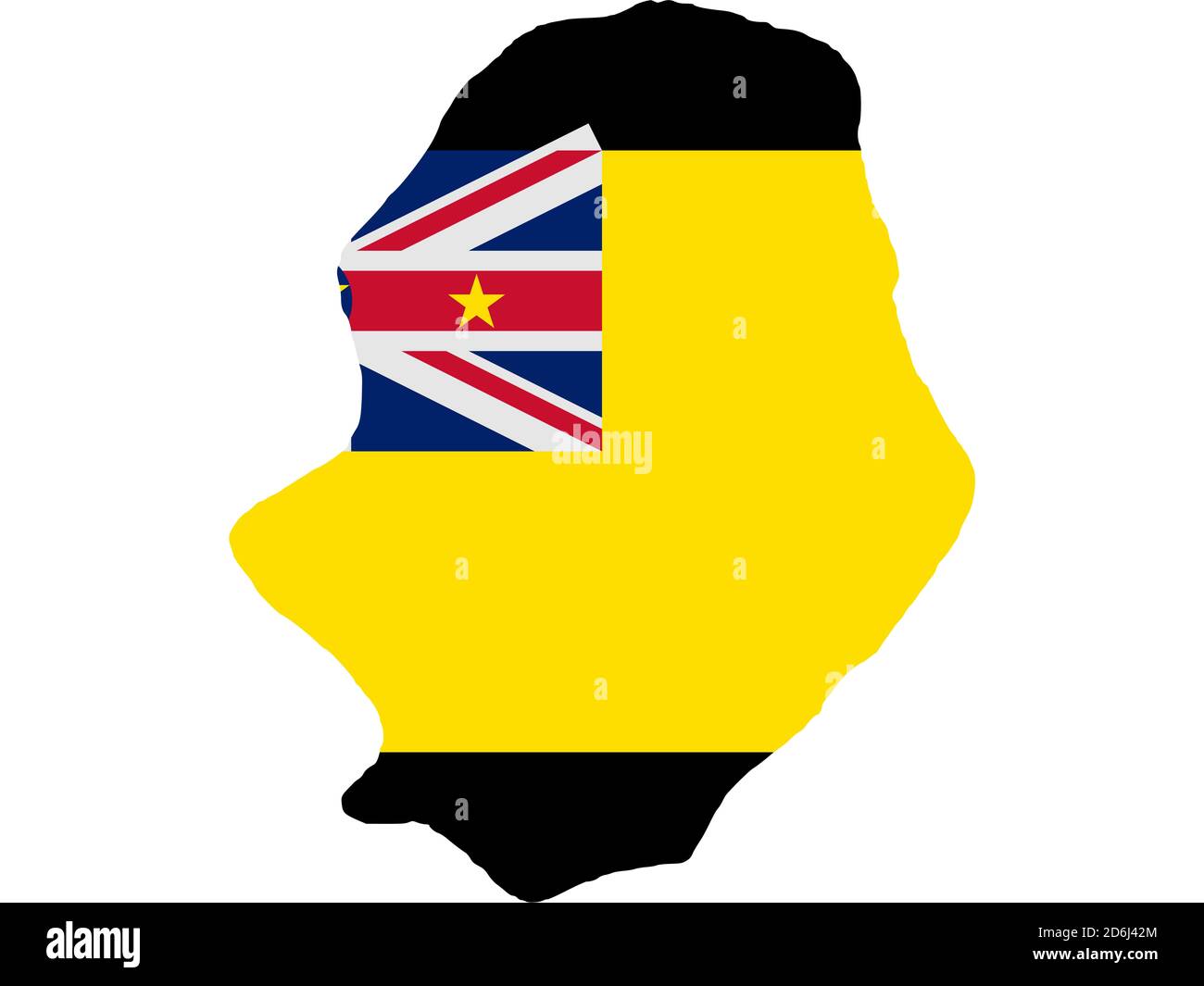 Flag in form form of the geographical country, Niue, Polynesia, Oceania ...