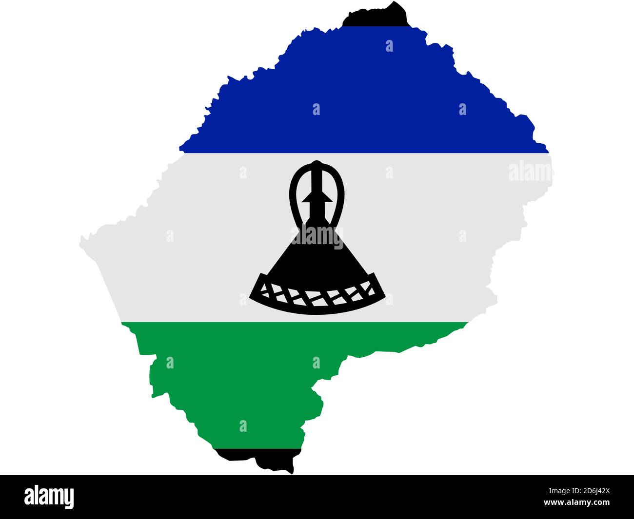 Flag in form form of the geographical country, Lesotho, Sub-Saharan ...