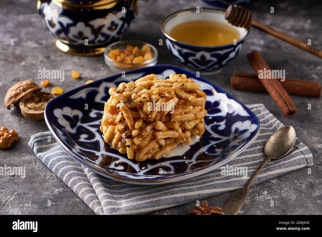 Traditional azian cake chuk chuk with honey and nuts Stock Photo - Alamy