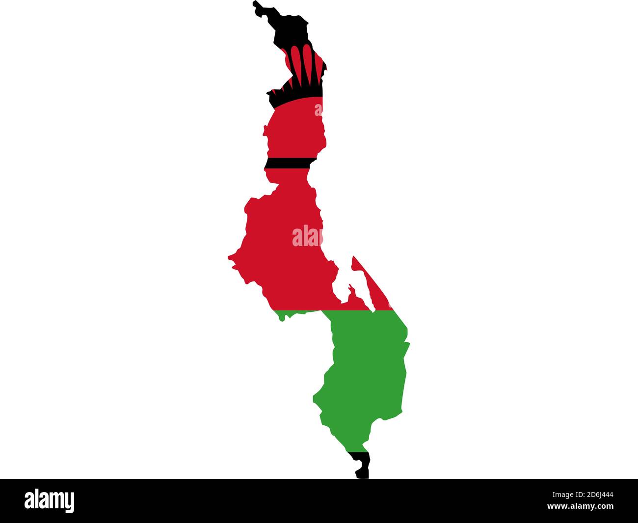 Flag in form form of the geographical country, Malawi, Sub-Saharan ...