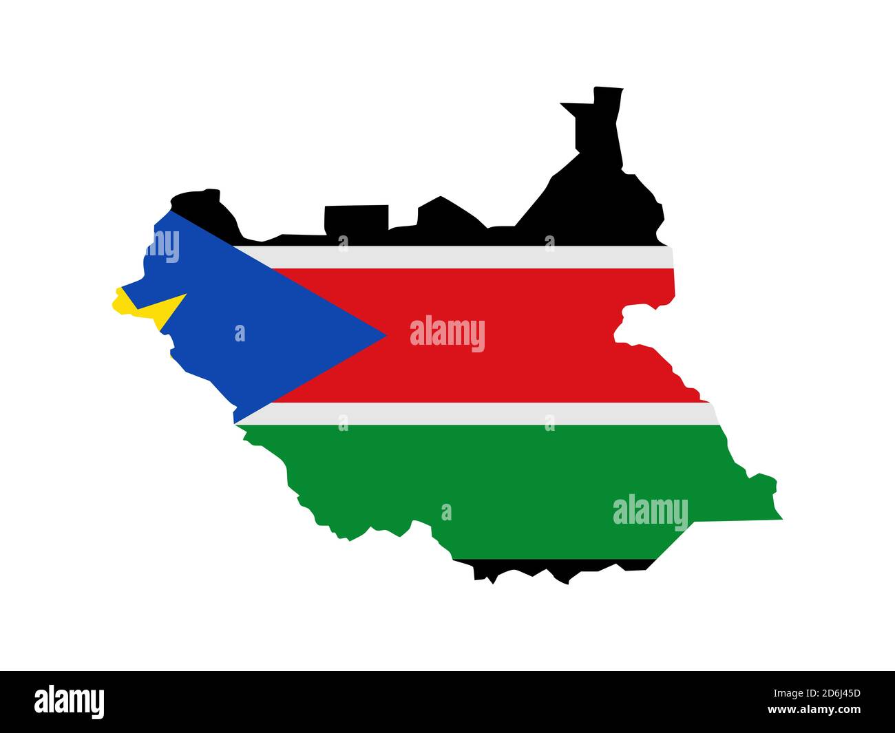 Flag in form form of the geographical country, South Sudan, Sub-Saharan ...