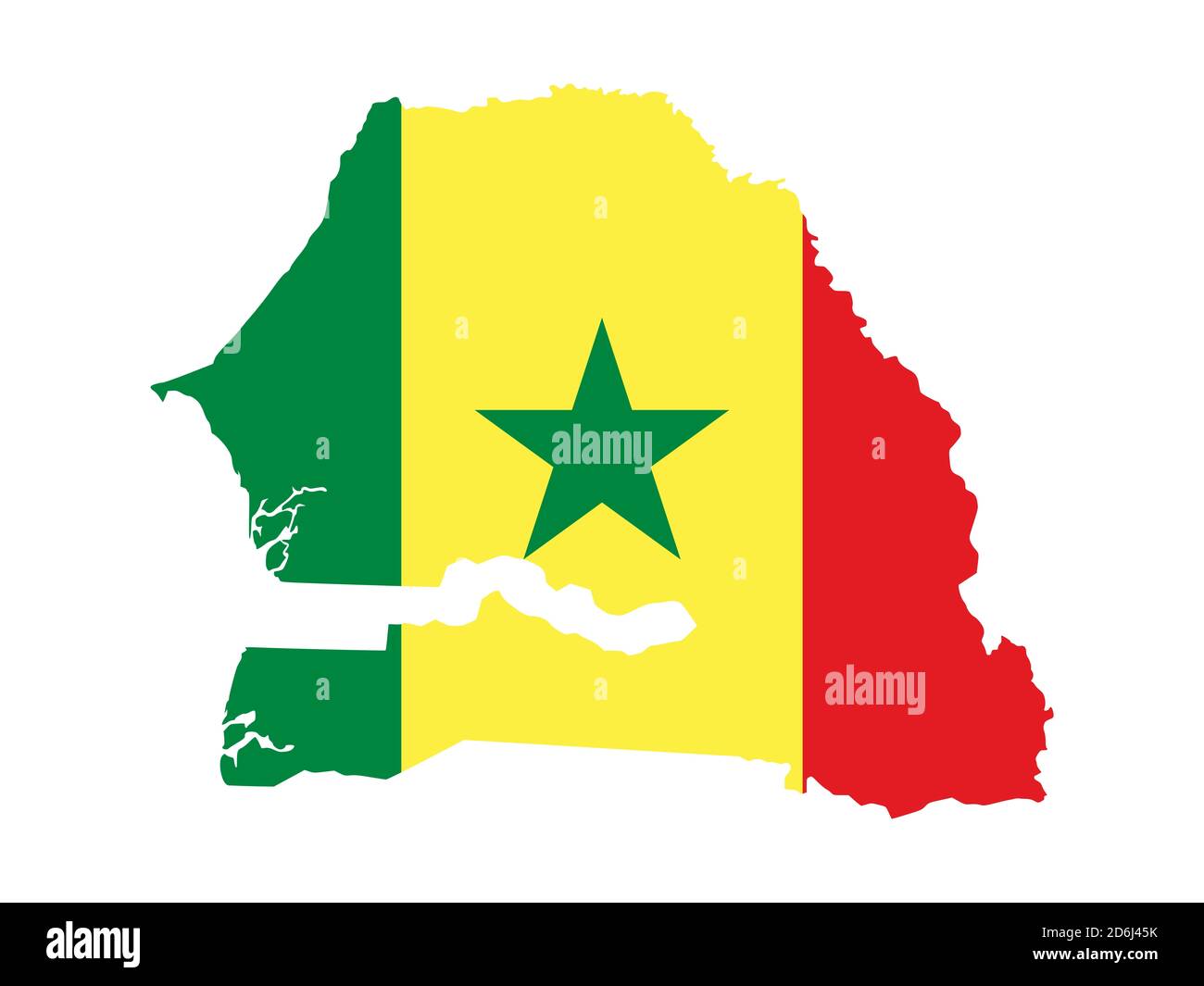 Flag in form form of the geographical country, Senegal, Sub-Saharan ...