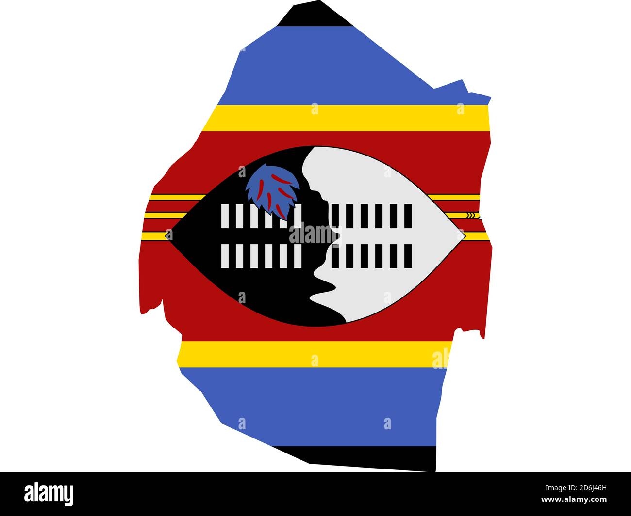 Flag in form form of the geographical country, Eswatini, Sub-Saharan ...