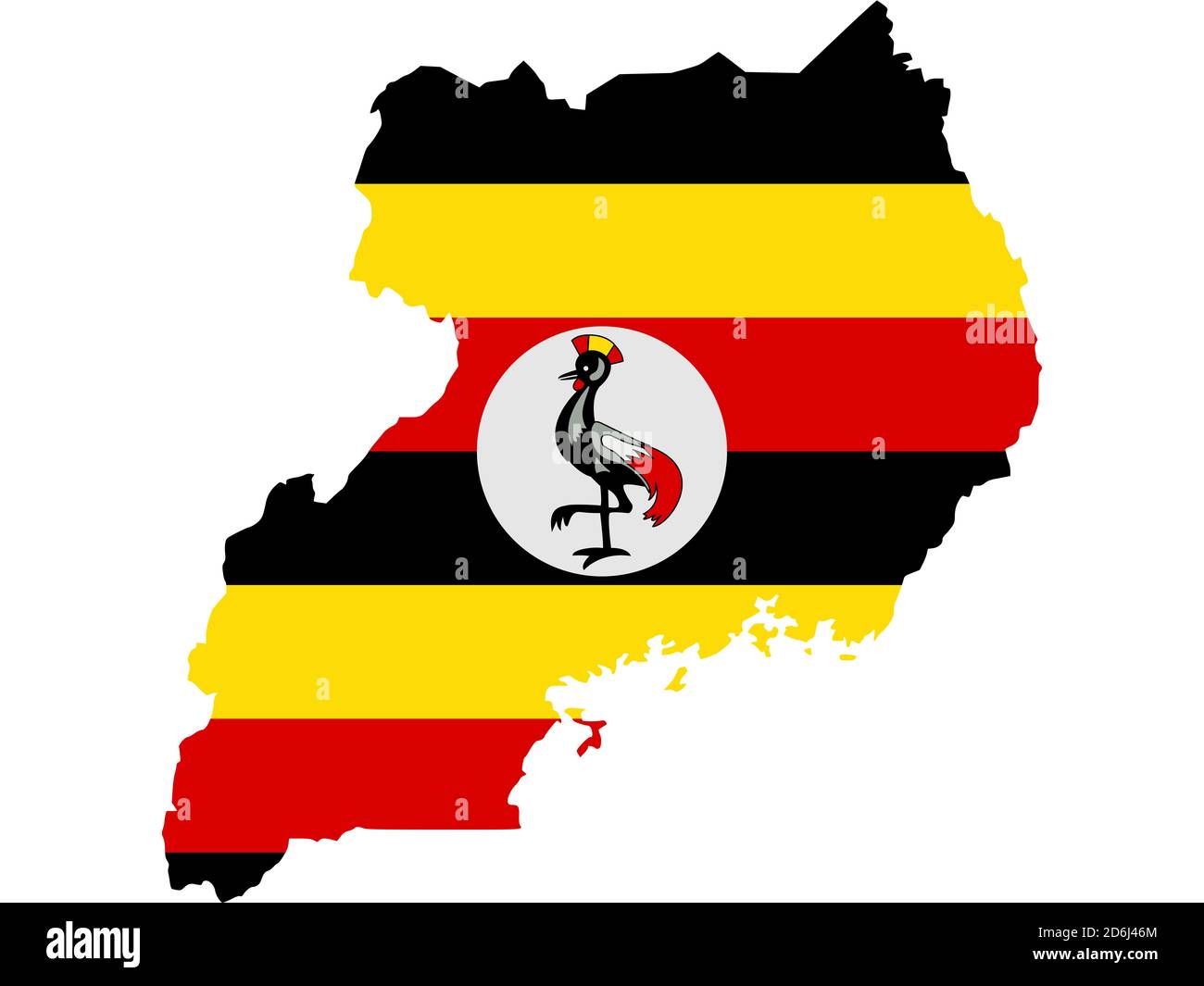 Flag in form form of the geographical country, Uganda, Sub-Saharan ...