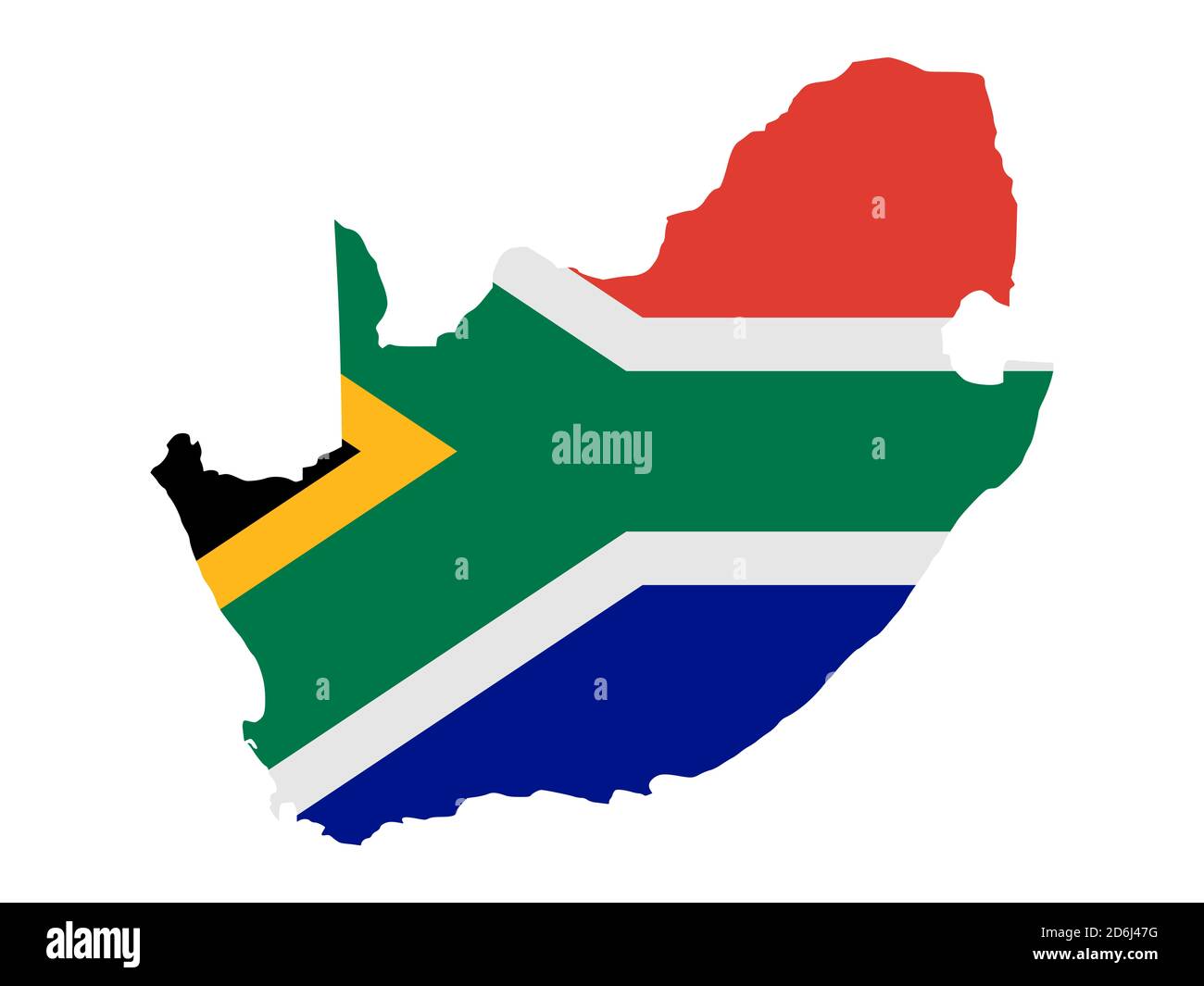 Flag in form form of the geographical country, South Africa, Sub ...