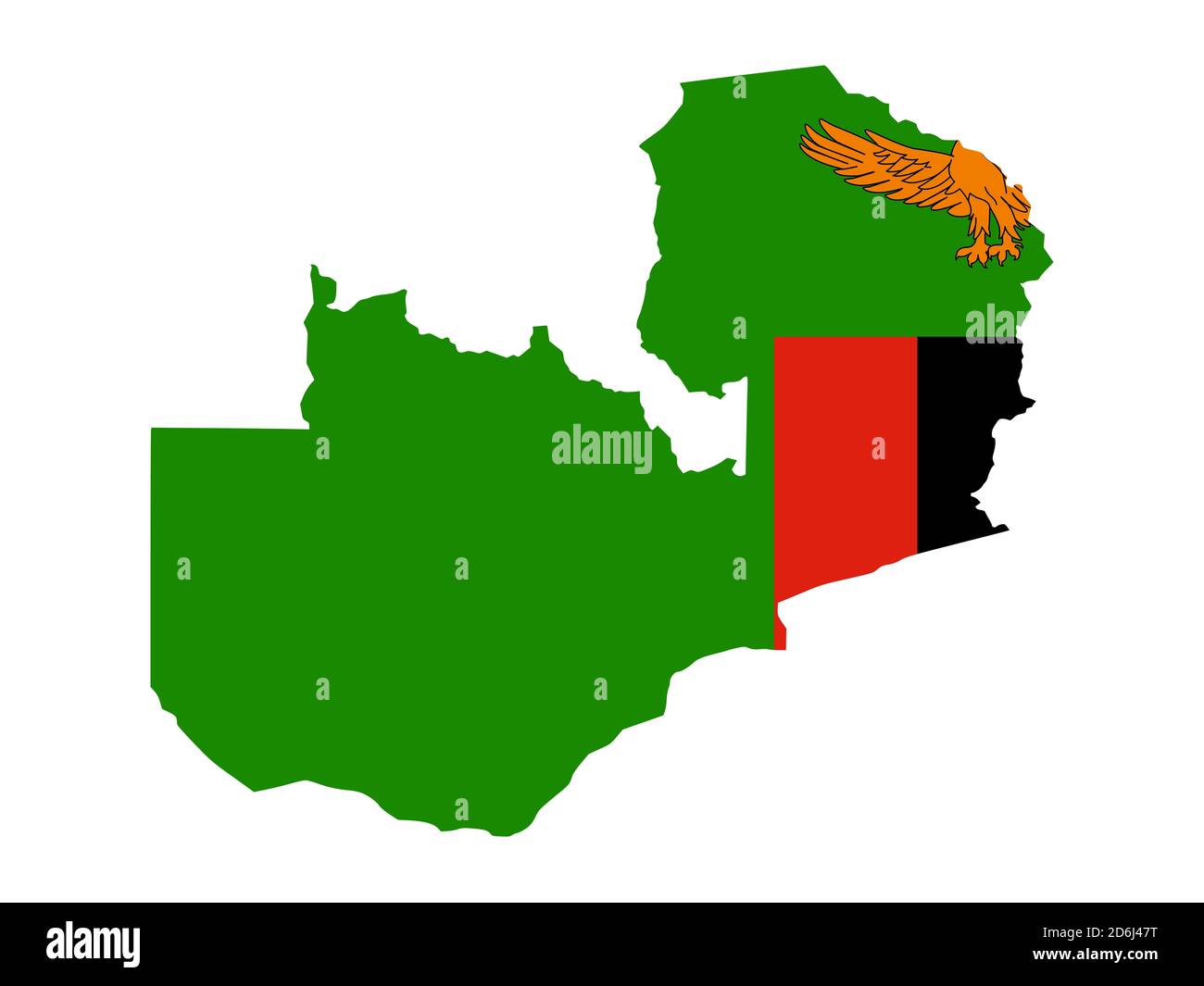 Flag in form form of the geographical country, Zambia, Sub-Saharan ...