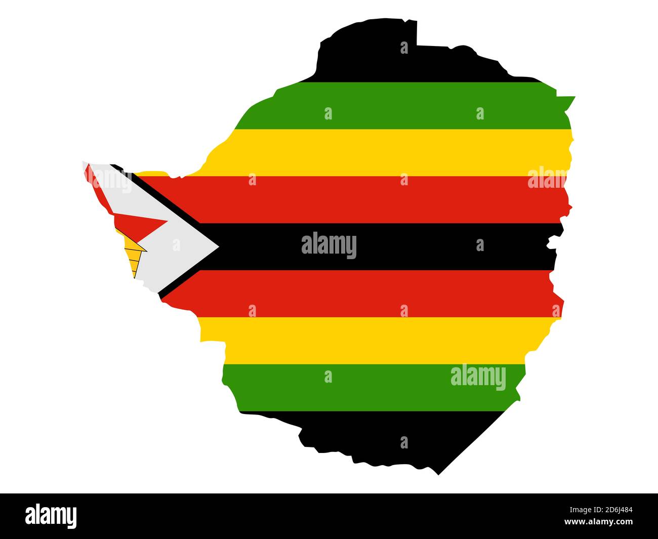 Flag in form form of the geographical country, Zimbabwe, Sub-Saharan ...