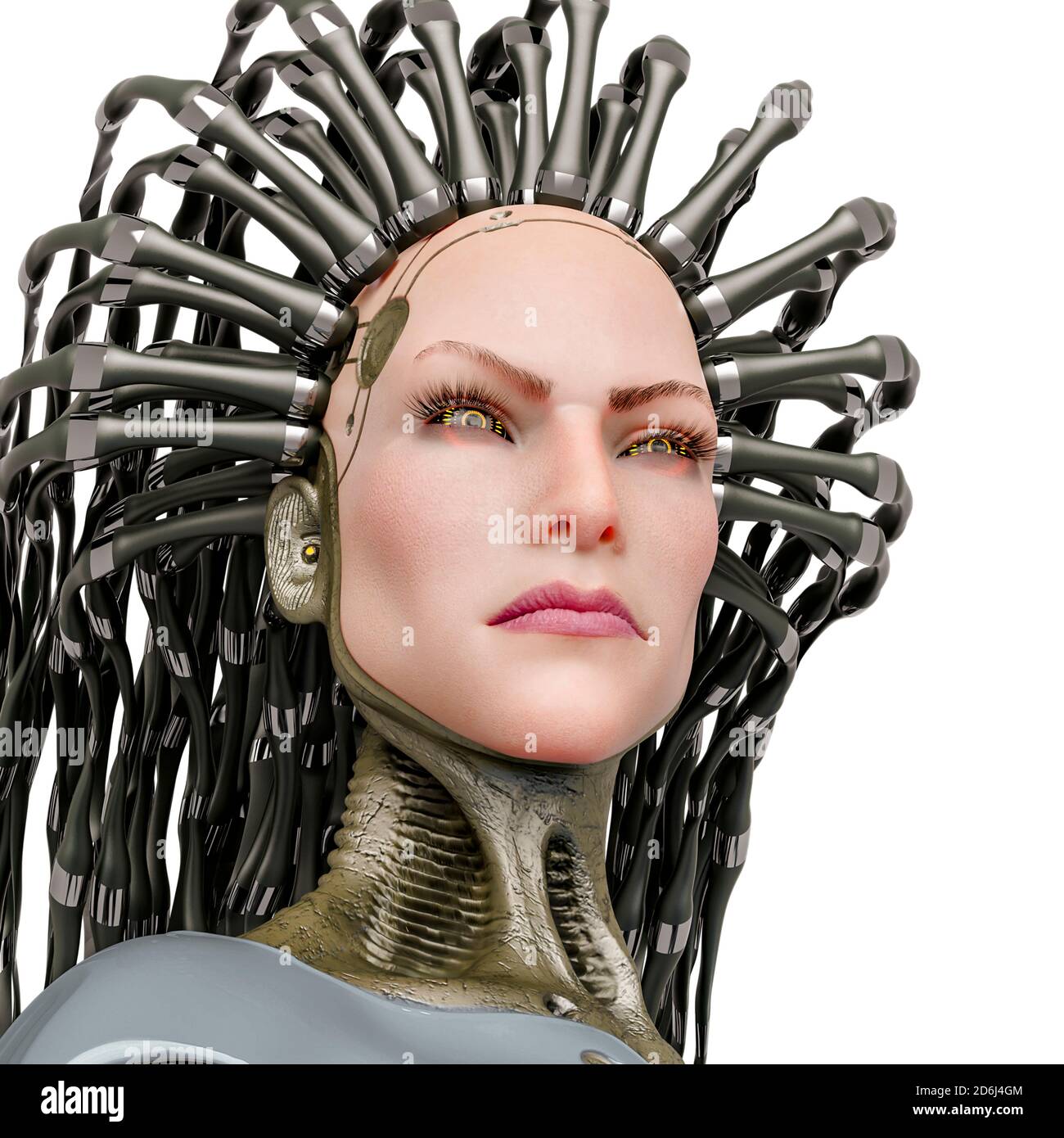 super cyborg doing id picture profile, 3d illustration Stock Photo - Alamy