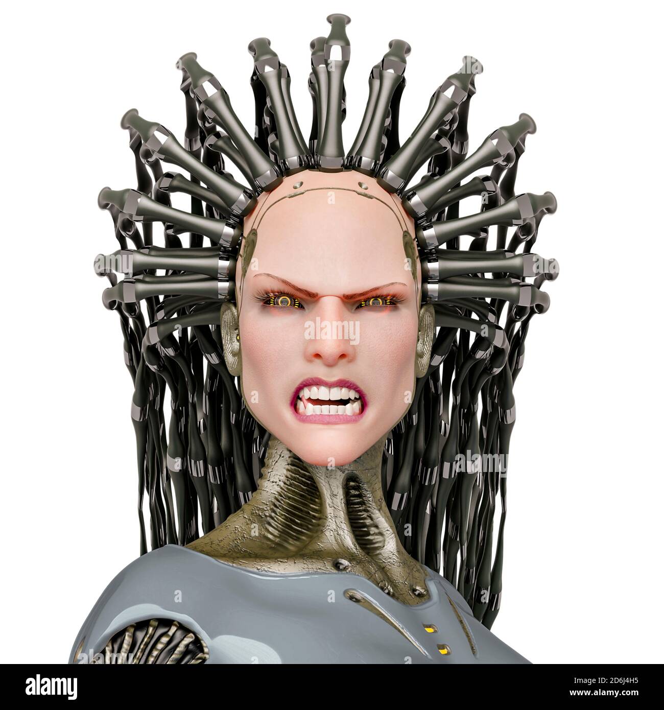 super cyborg is mad, 3d illustration Stock Photo - Alamy