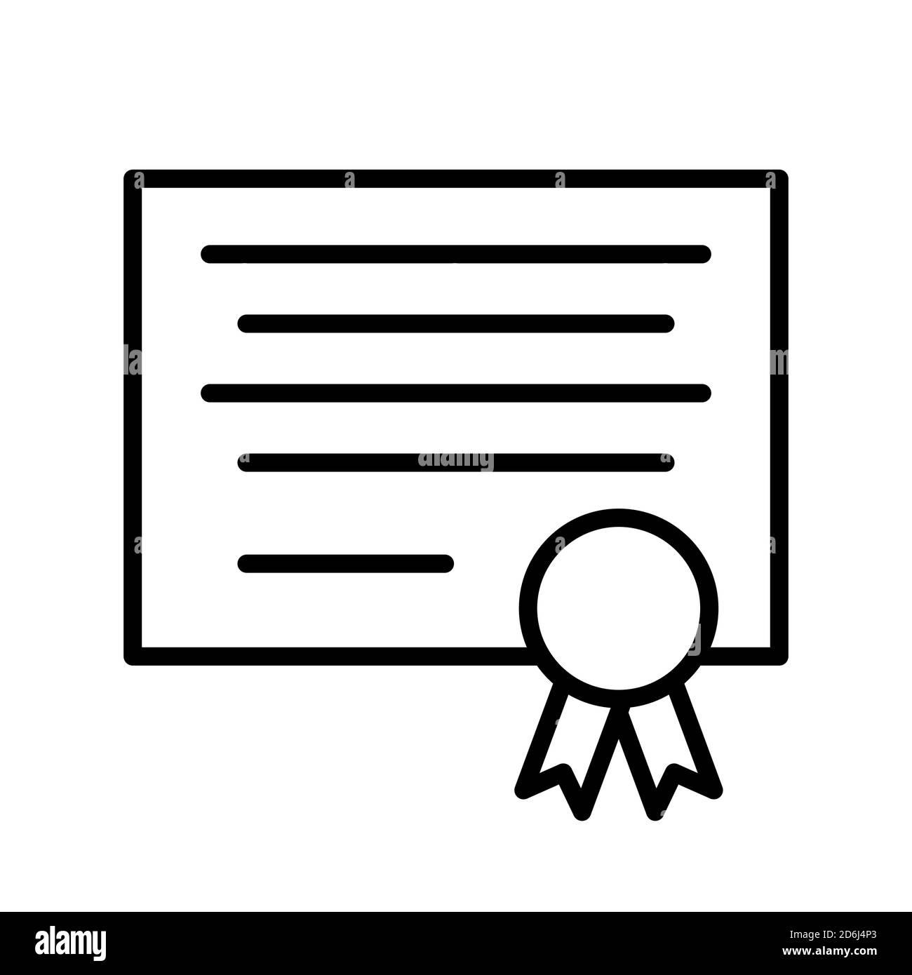 Certification icon. Black diploma and ribbon symbol isolated. Vector ...