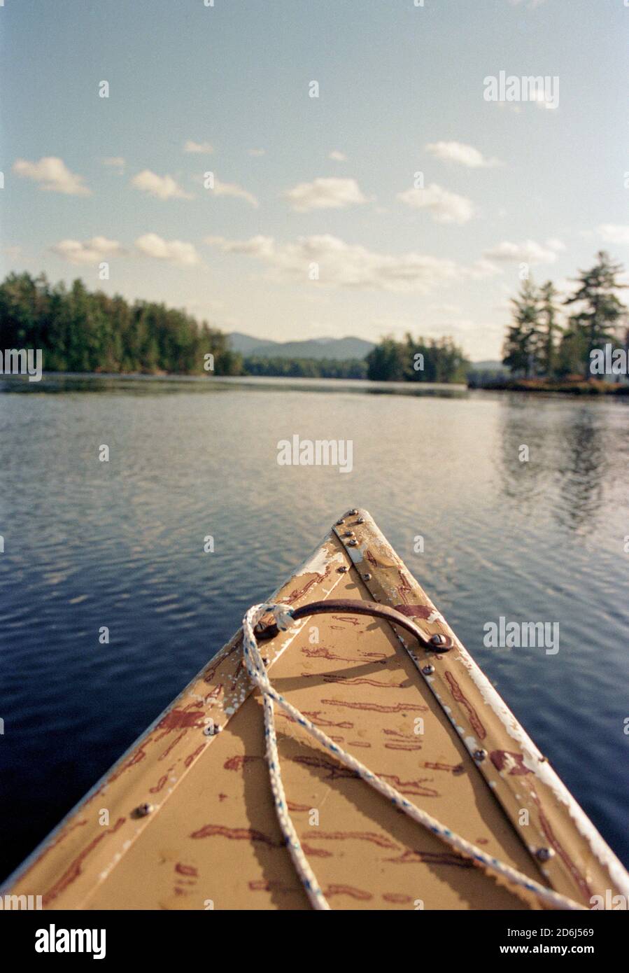 Canoe Bow on Lake Stock Photo - Alamy