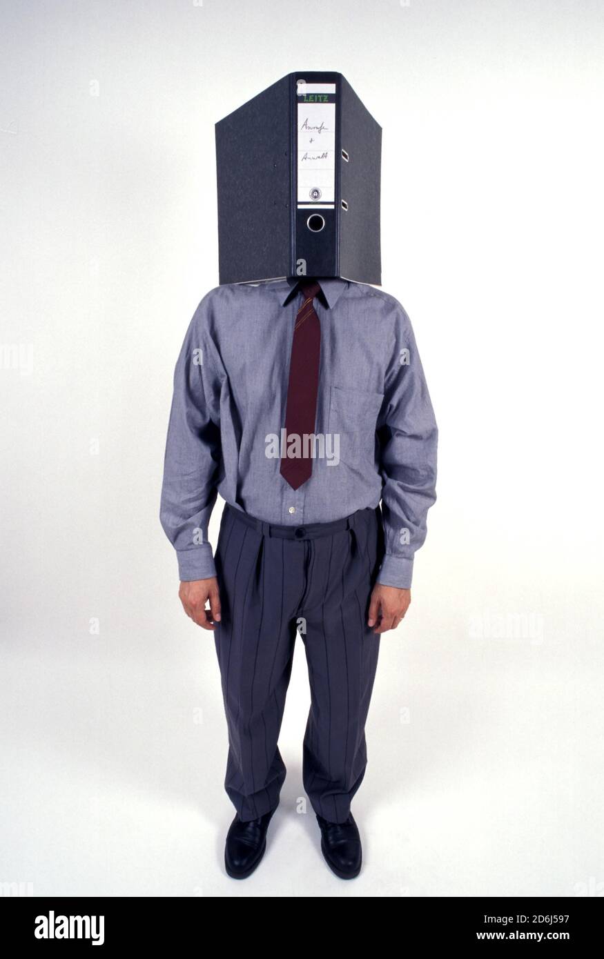 Master file, file folder over the head, office employee, Berlin ...