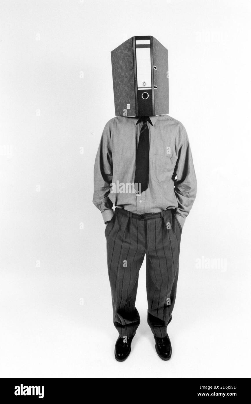 Master file, file folder over the head, office employee, Berlin ...