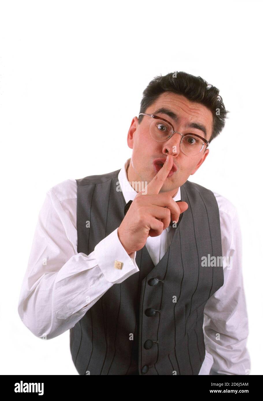 Shh, man puts his finger on his mouth, communication, silence, Berlin ...