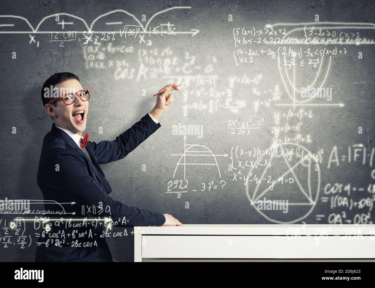 Student drawing science formulas Stock Photo - Alamy