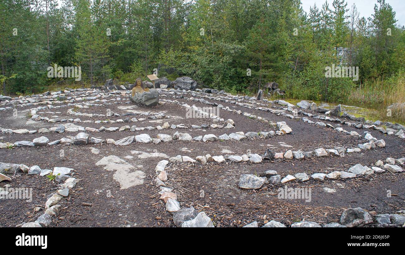 Russian north. The canyon is flooded with water - Ruskeala Park. Gorta ...