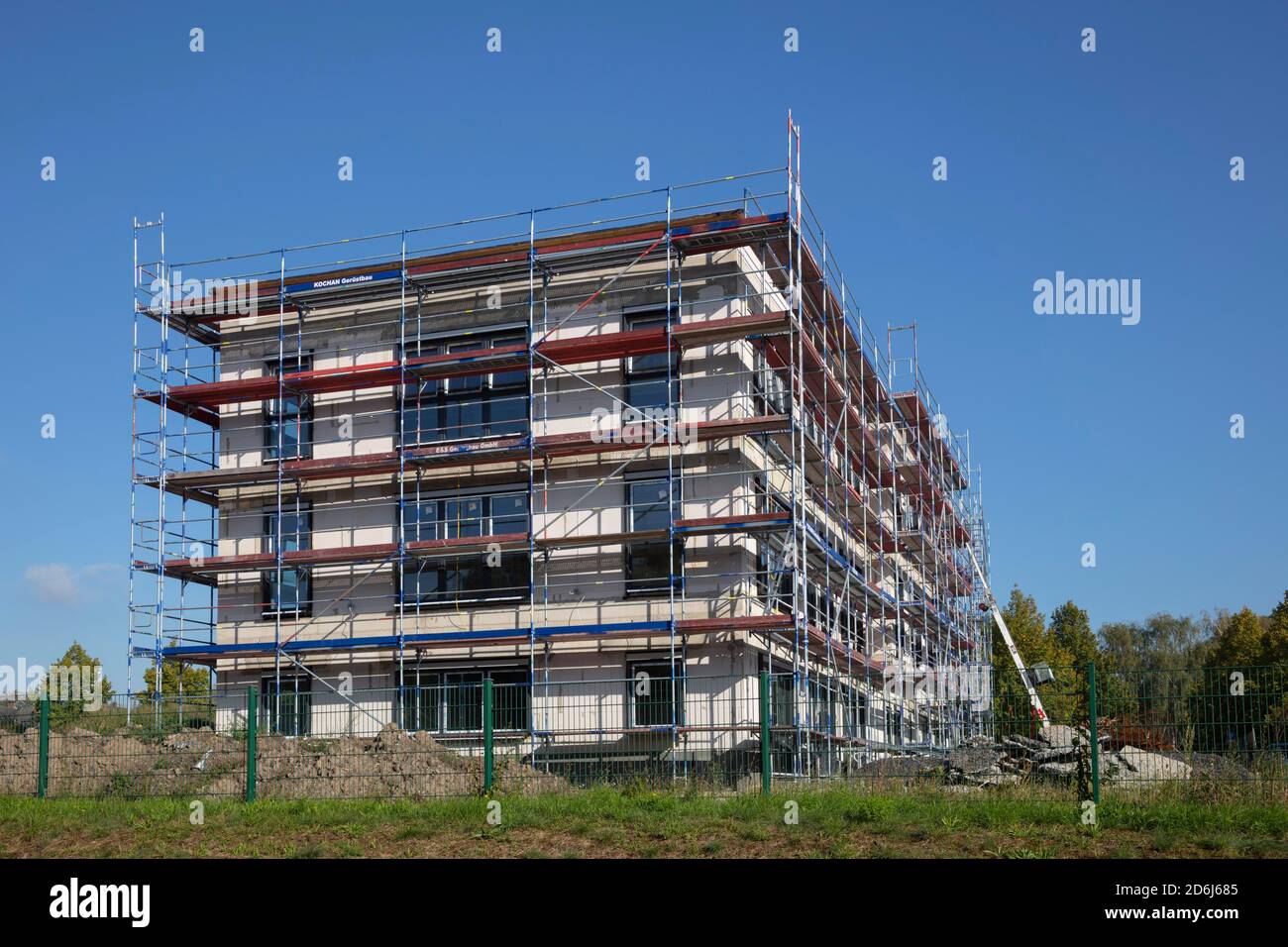 New building with scaffolding, office building, Kamen, North Rhine ...