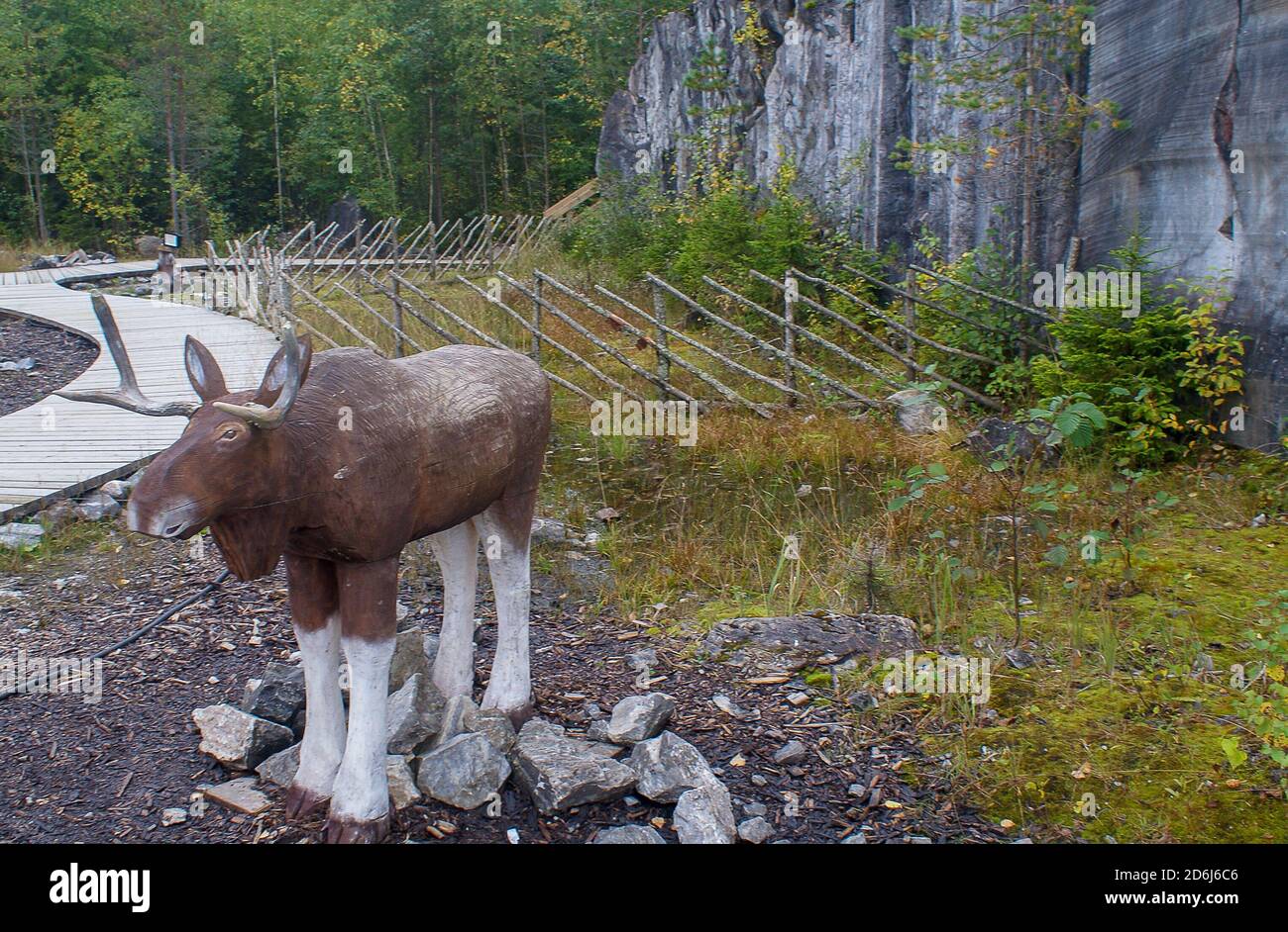 Russian north. The canyon is flooded with water - Ruskeala Park. Gorta ...