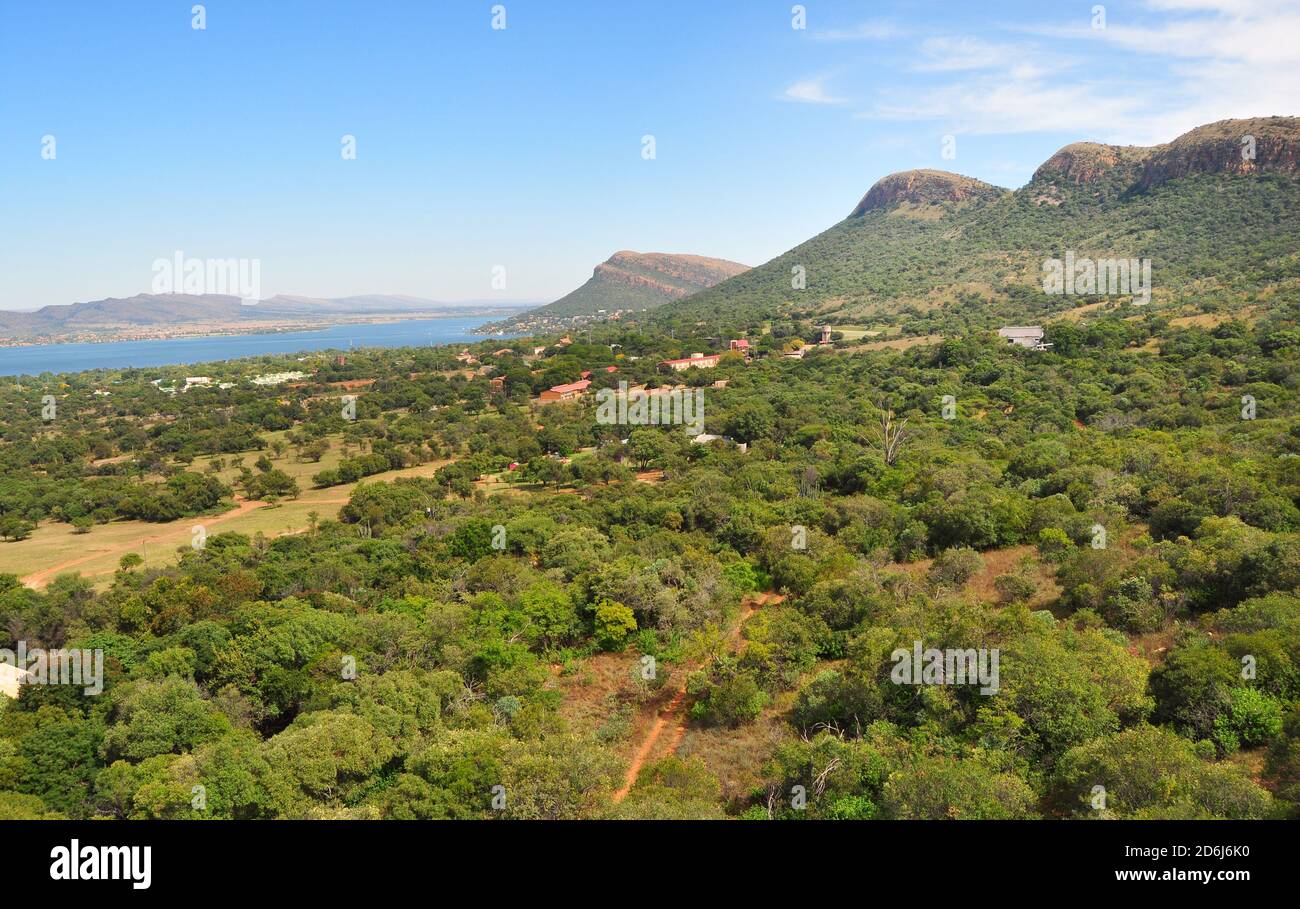 Magaliesberg mountain range and view of Pilanesberg, South Africa Stock ...