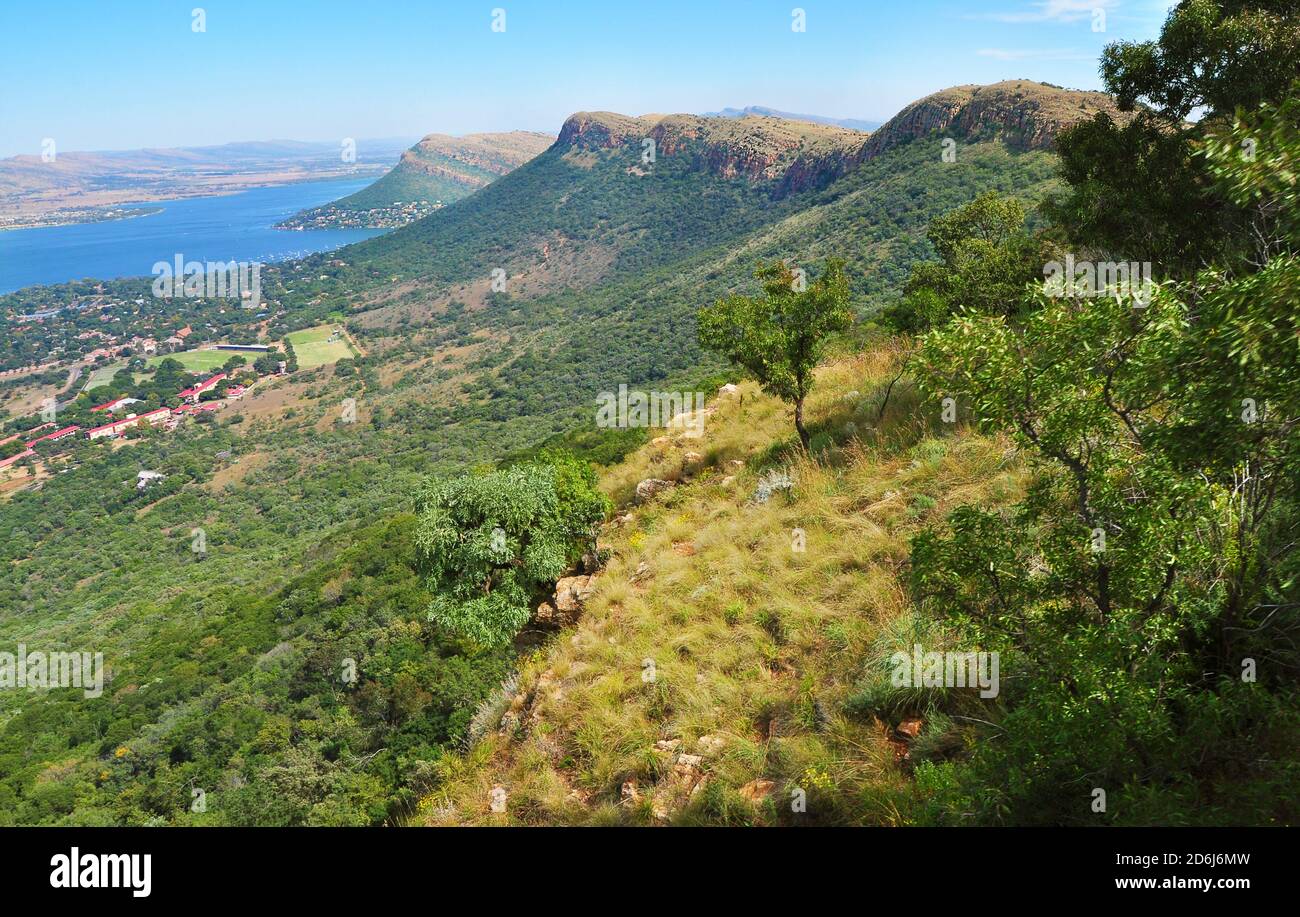 Magaliesberg mountain range and view of Pilanesberg, South Africa Stock ...