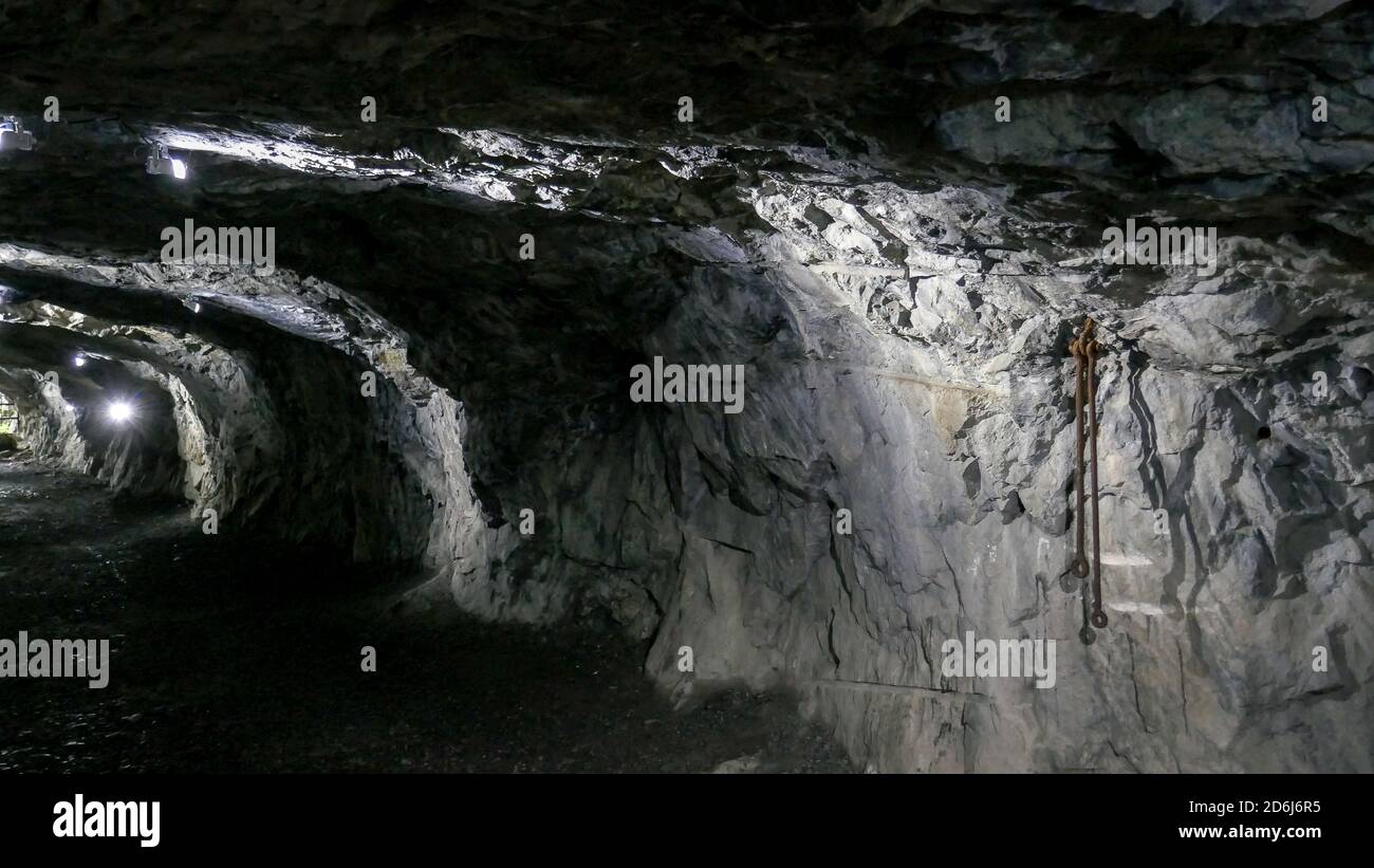 Russian north. The canyon is flooded with water - Ruskeala Park. Gorta ...