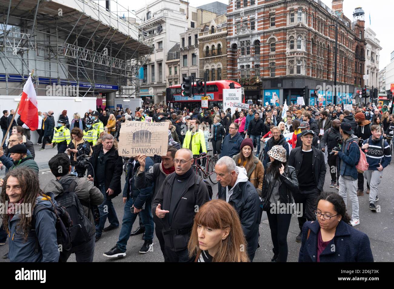 17 October 2020. London, United Kingdom. Protesters take part in the ...