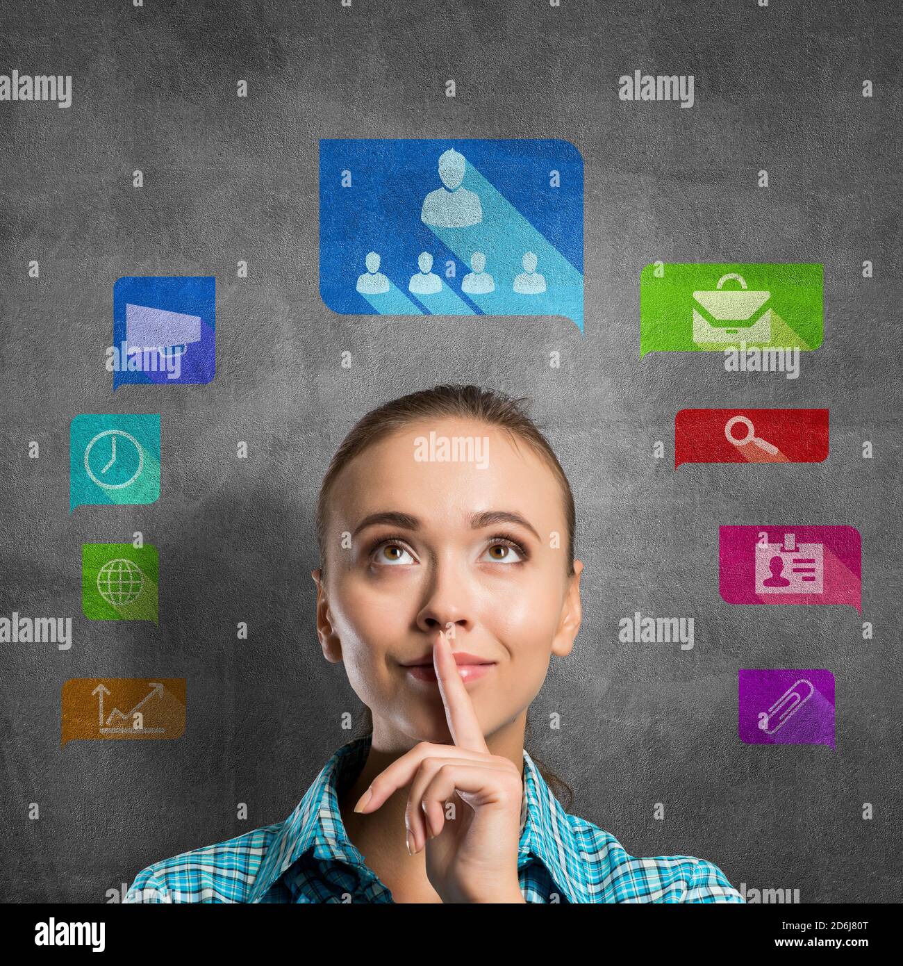 Girl showing hush gesture Stock Photo - Alamy
