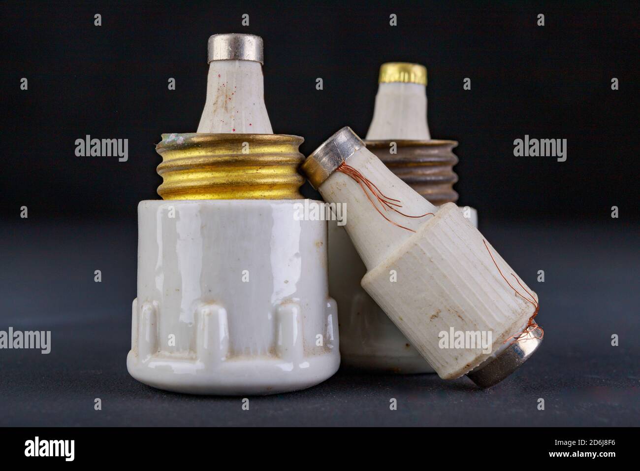 Old ceramic electric fuses. Accessories for the repair of the power ...