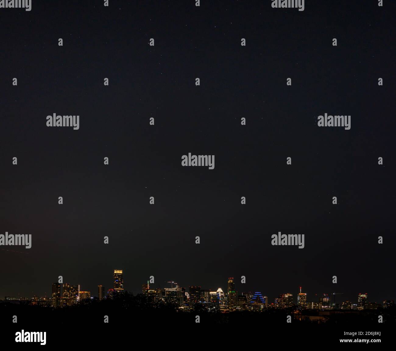View of the Austin Texas Skyline at Ngiht With Stars Above Stock Photo ...