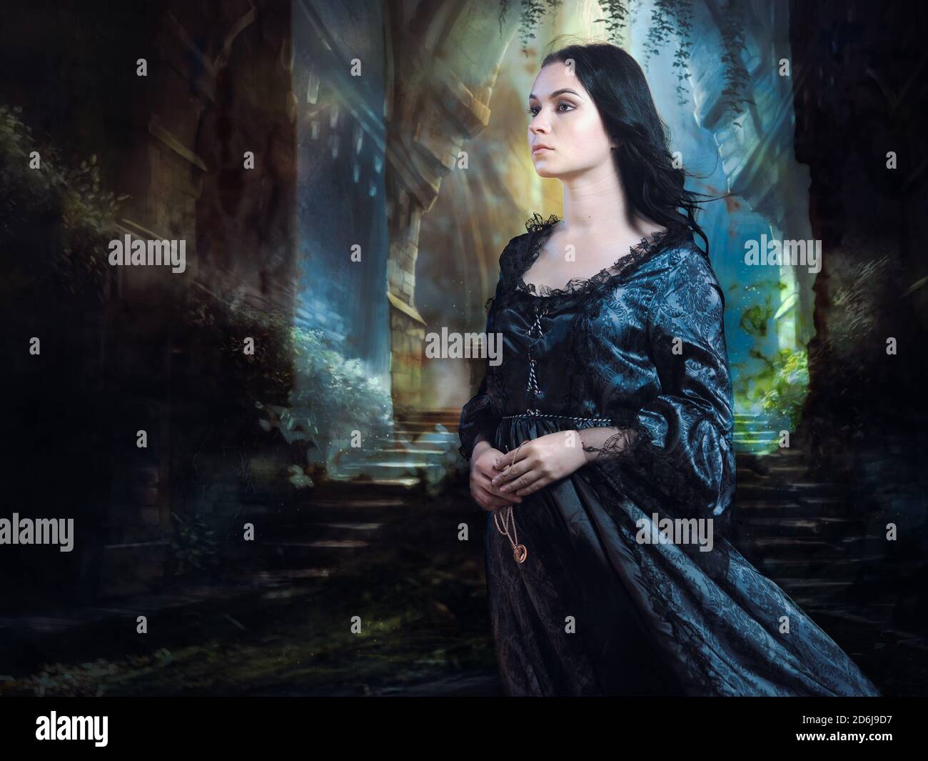 Mystical portrait of a beautiful girl in a magical world Stock Photo ...