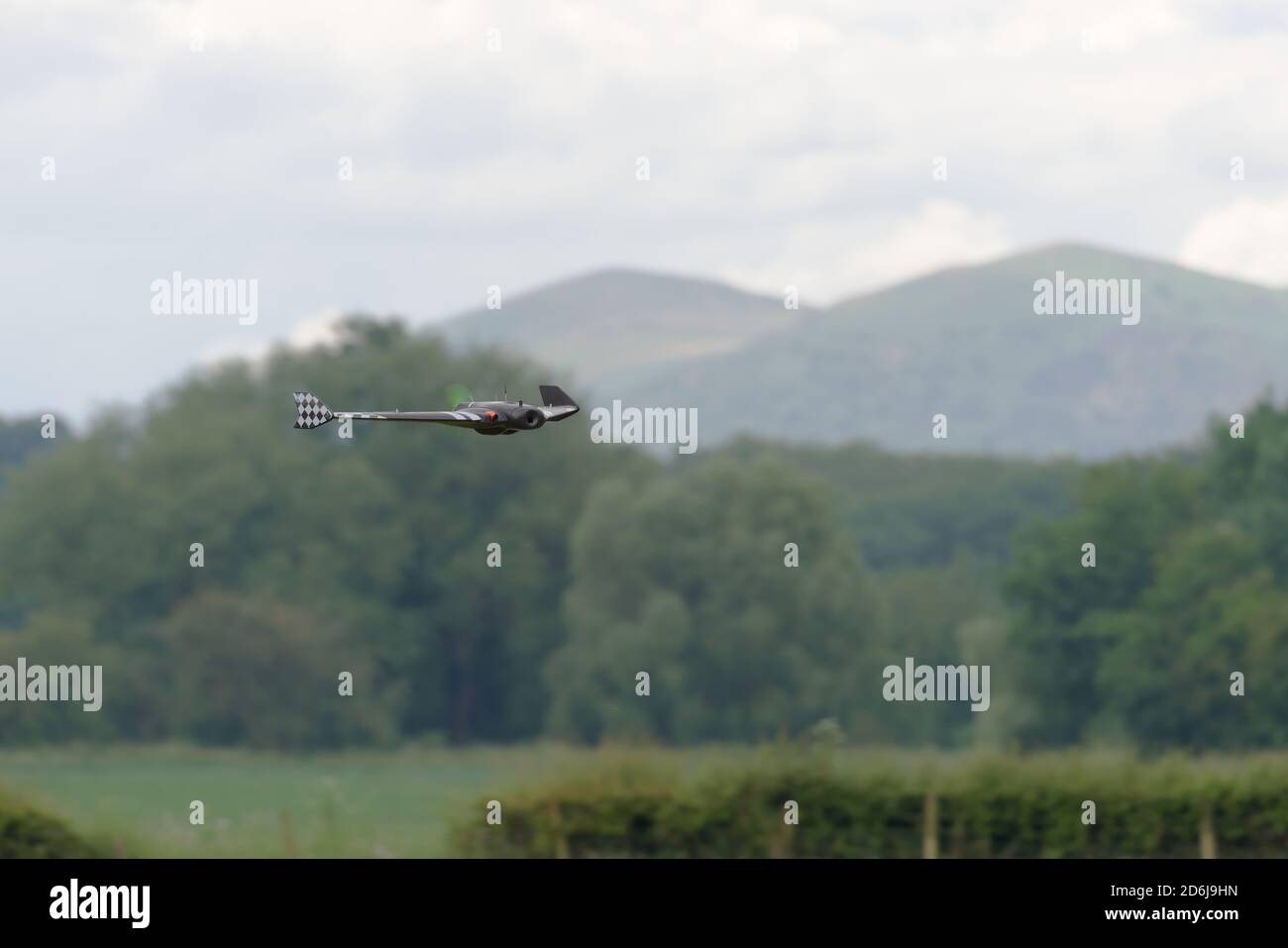 Flying low and fast in front of the malvern hills, a remote control FPV ...
