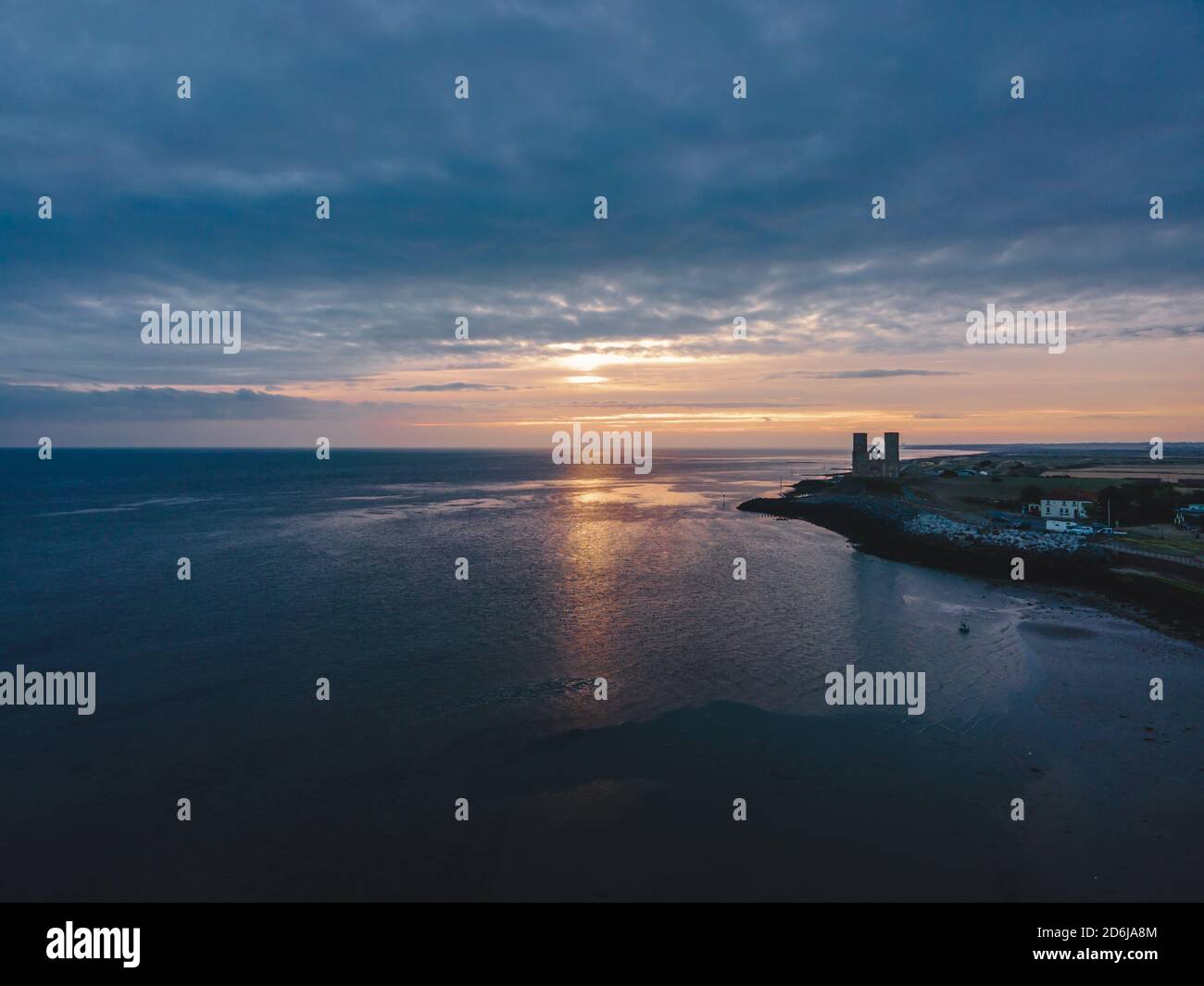 Reculver / UK - 2020.08.01: Drone aerial shot of Remains of Reculver ...