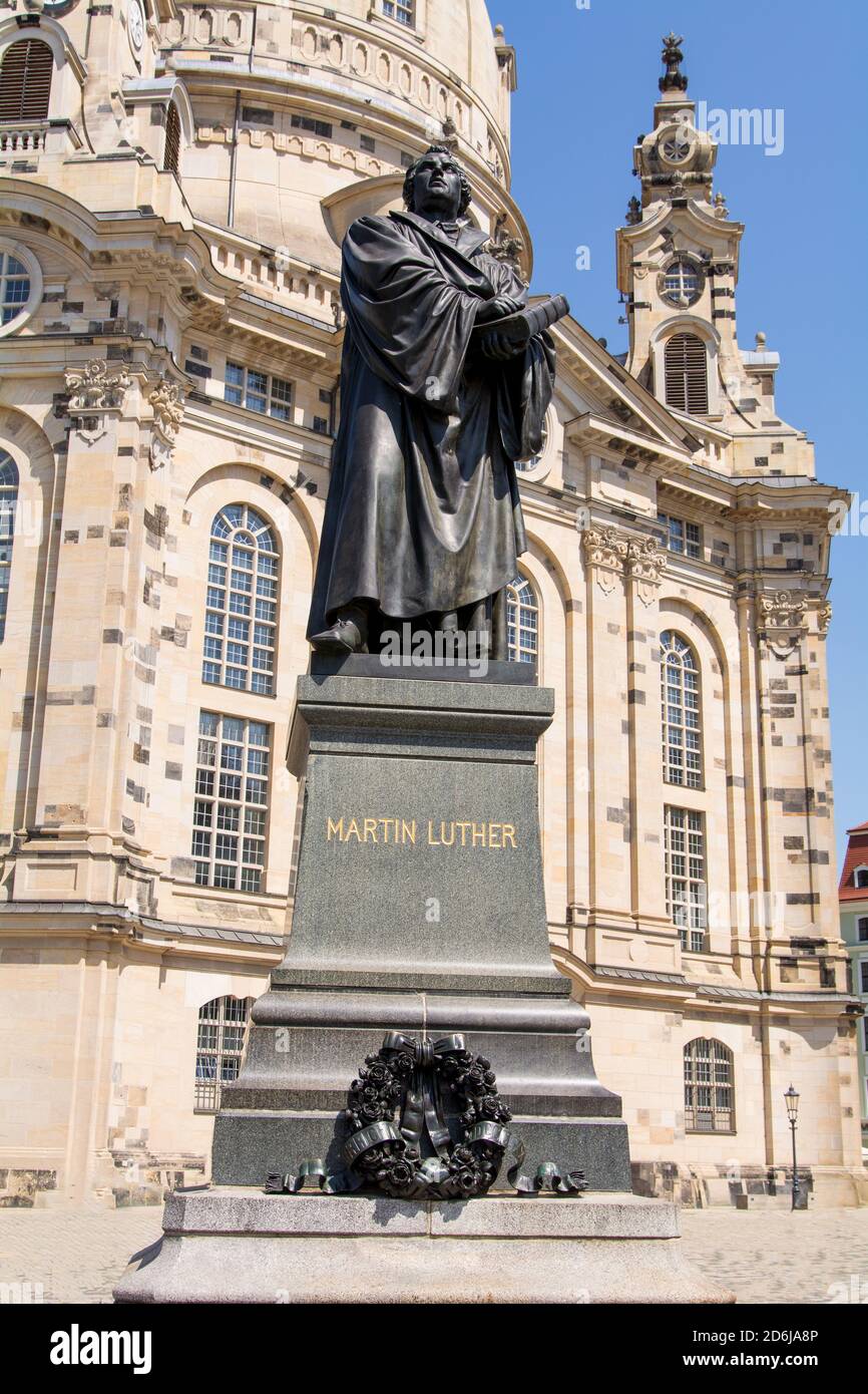 Statue of Martin Luther in front of the frauenkirche dresden Germany ...