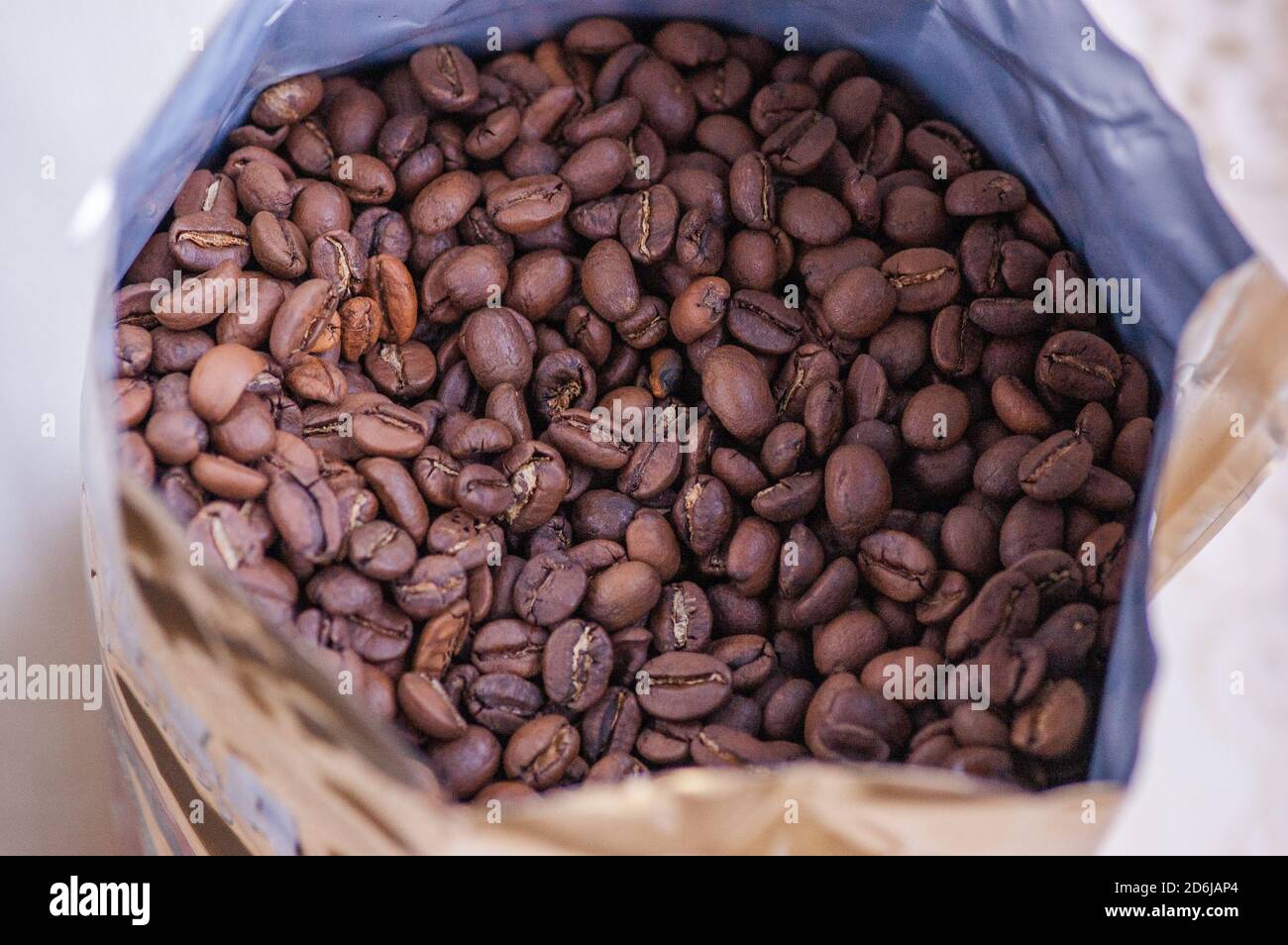 Coffee beans background. Light roasted natural coffee beans. Morning ...