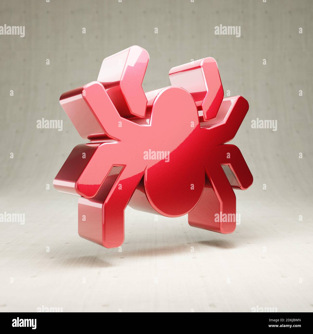 Spider icon. Gold glossy Spider symbol isolated on white concrete ...