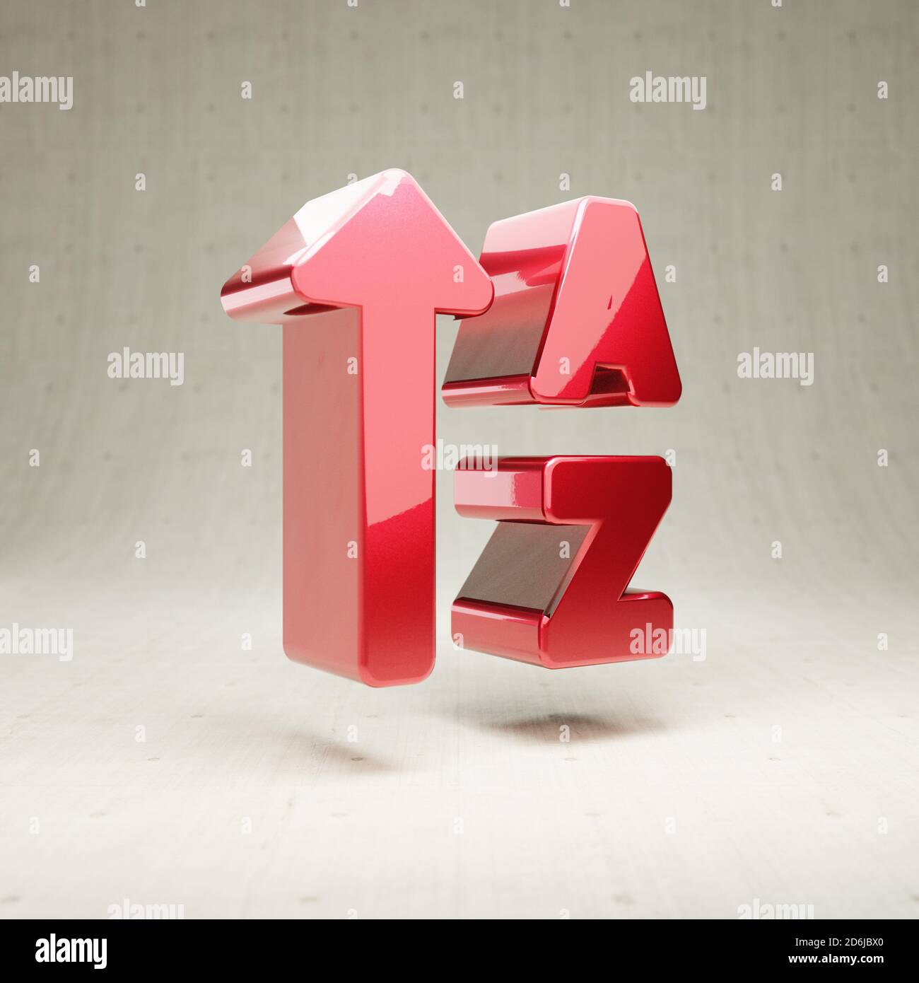 Sort A-Z icon. Gold glossy Sort A-Z symbol isolated on white concrete ...