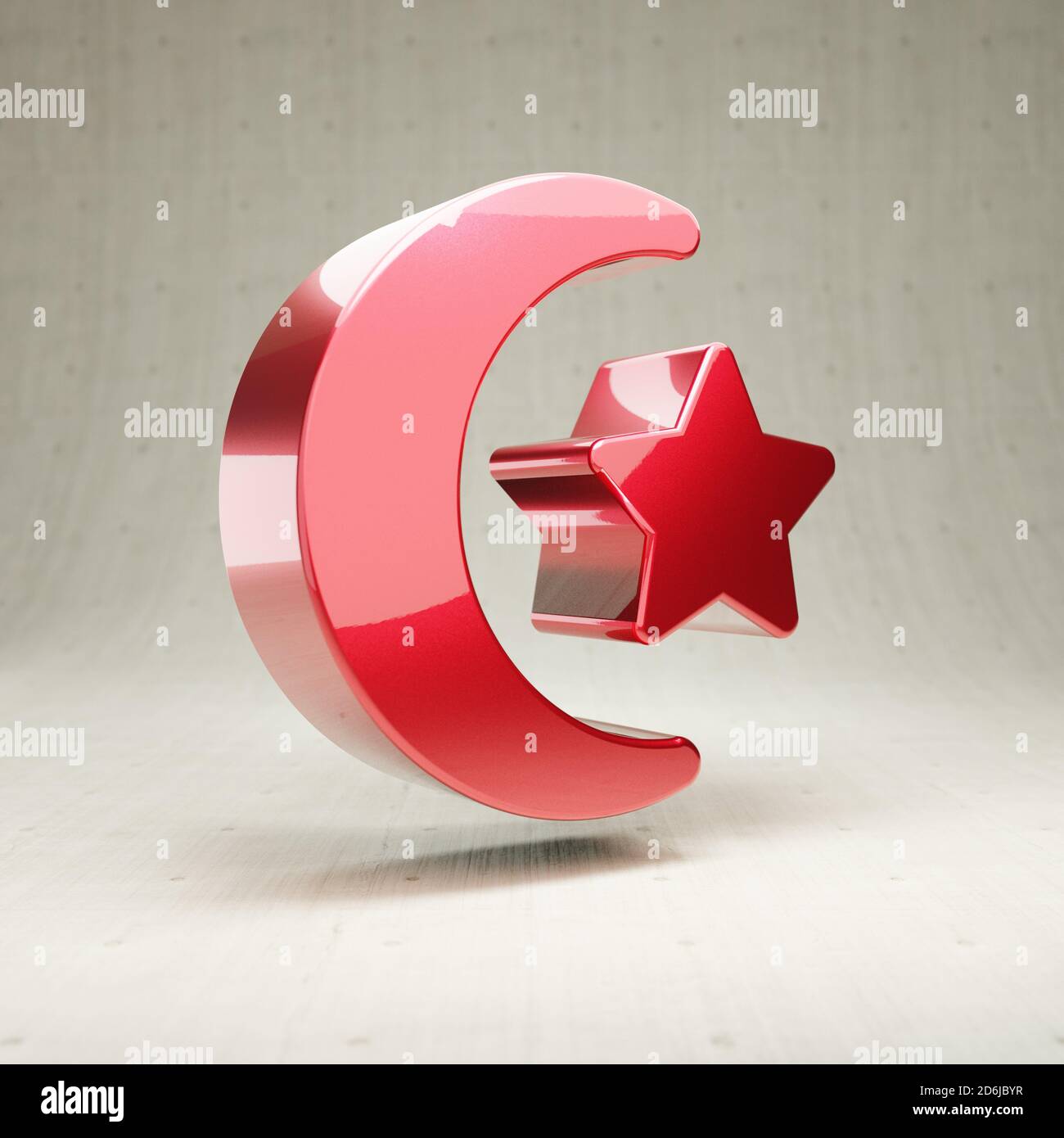 Star and Crescent icon. Gold glossy Star and Crescent symbol isolated ...