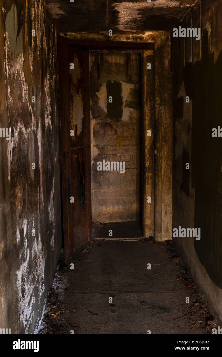 Fort Worden State Park historic military base with graffiti on the ...