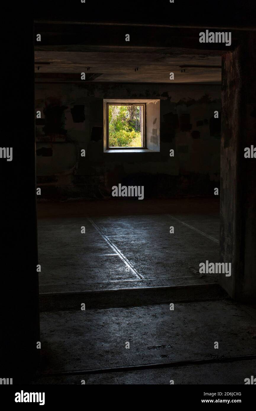 Fort Worden State Park historic military base with graffiti on the ...