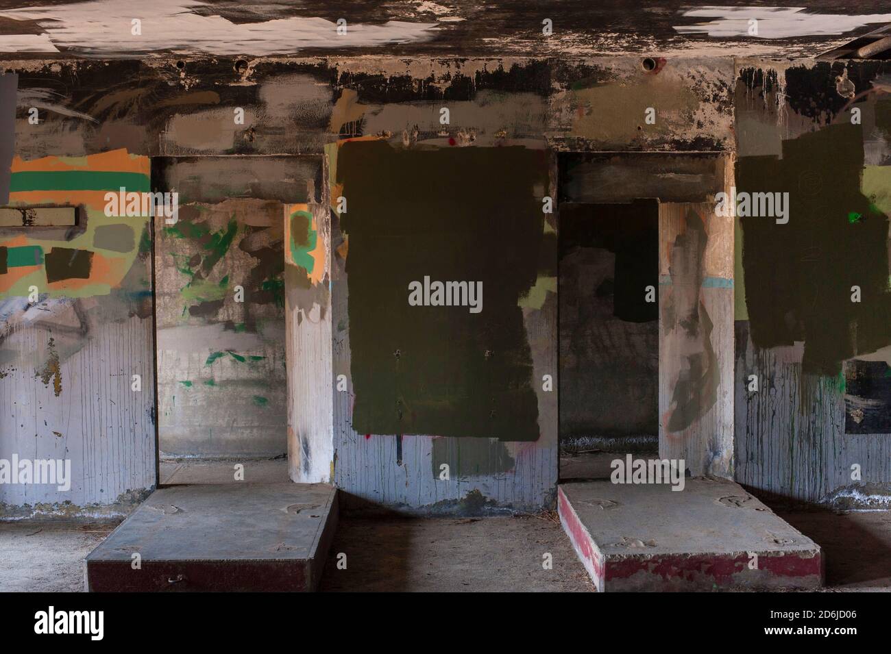 Fort Worden State Park historic military base with graffiti on the ...