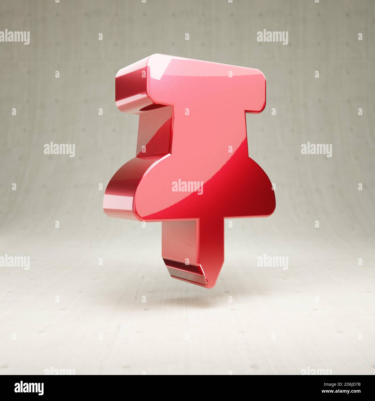 Thumbtack icon. Gold glossy Thumbtack symbol isolated on white concrete ...