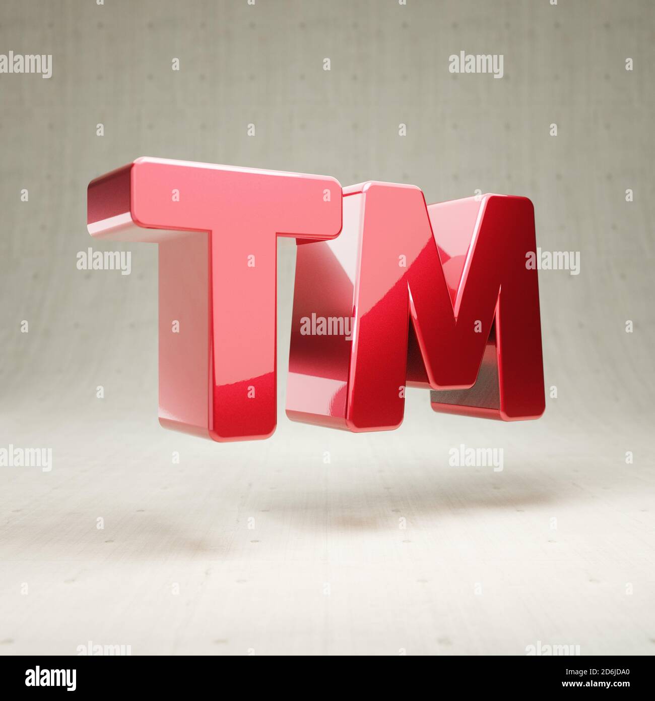 Trademark icon. Gold glossy Trademark symbol isolated on white concrete ...