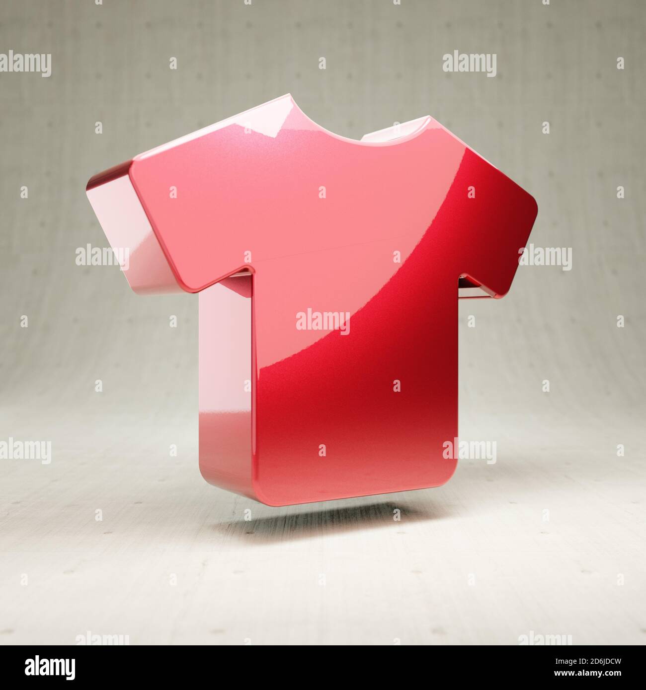 T-shirt icon. Gold glossy T-shirt symbol isolated on white concrete ...
