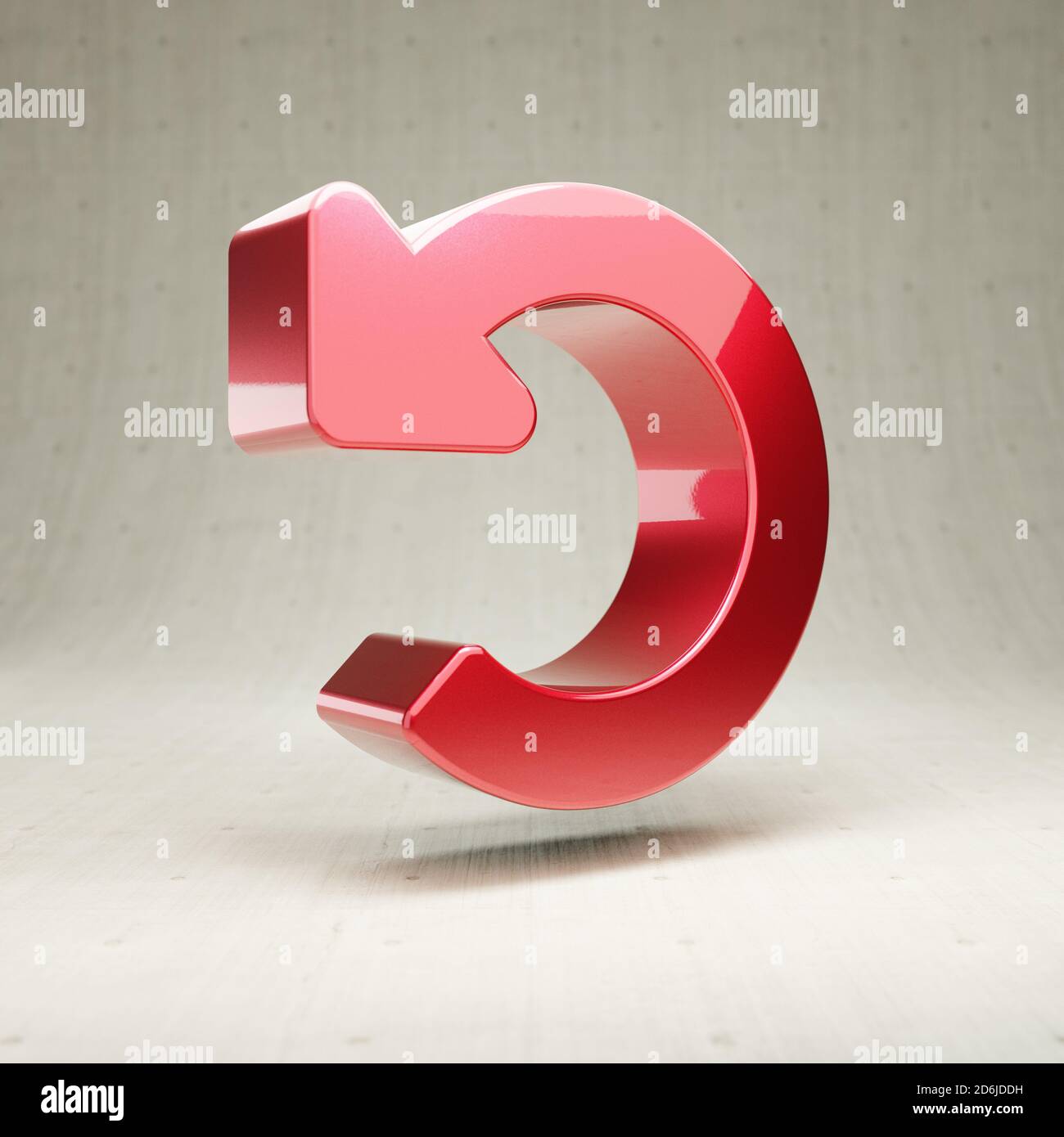 Undo icon. Gold glossy Undo symbol isolated on white concrete ...