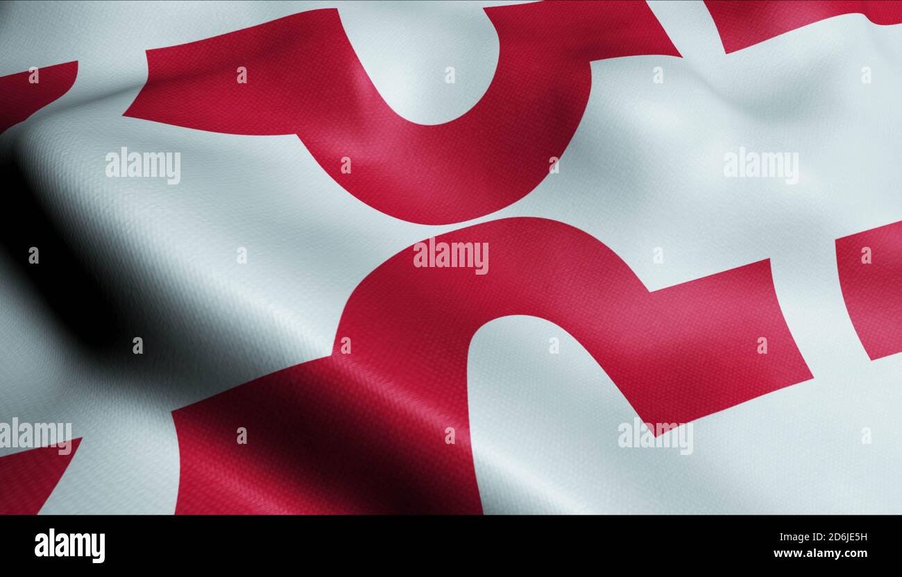 3D Illustration of a waving Netherlands city flag of Losser ...