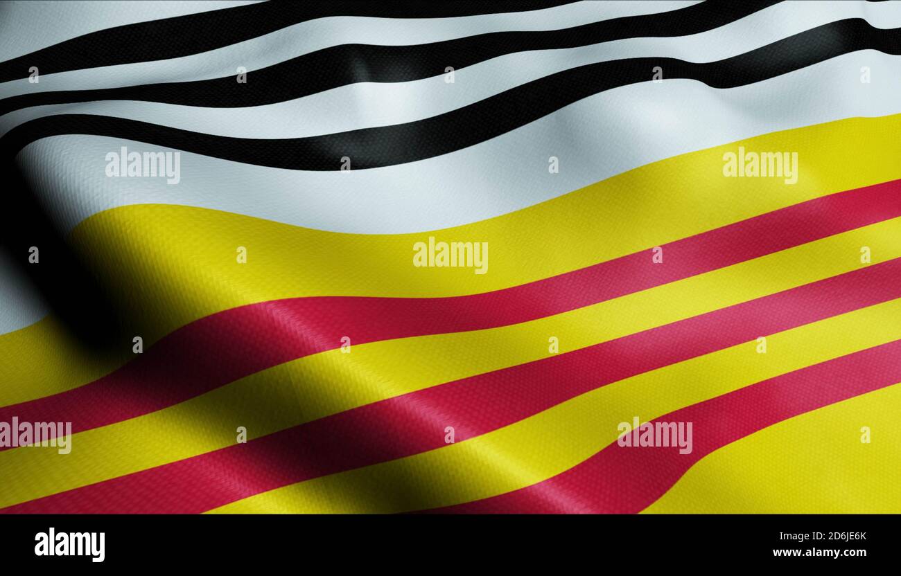 3D Illustration of a waving Netherlands city flag of Loon op Zand ...