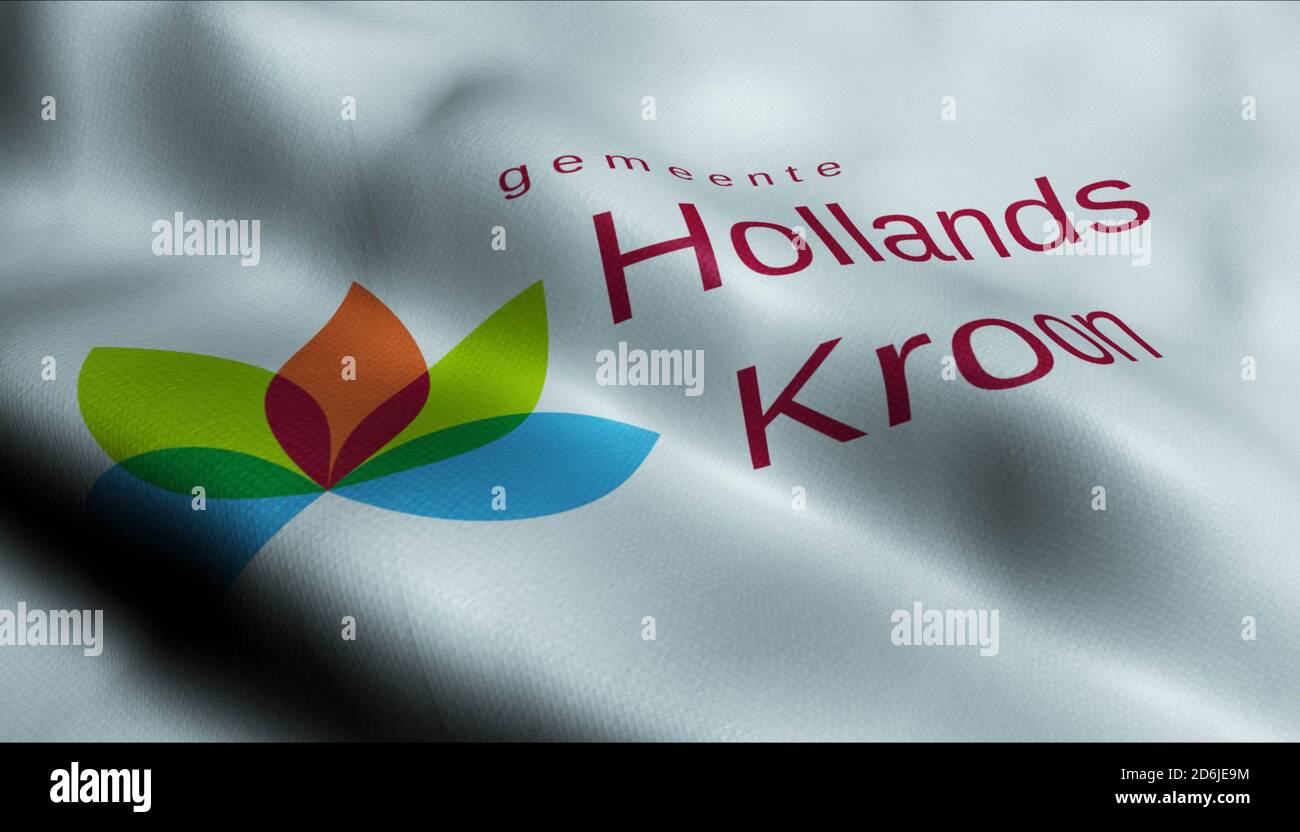 3D Illustration of a waving Netherlands city flag of Hollands Kroon ...