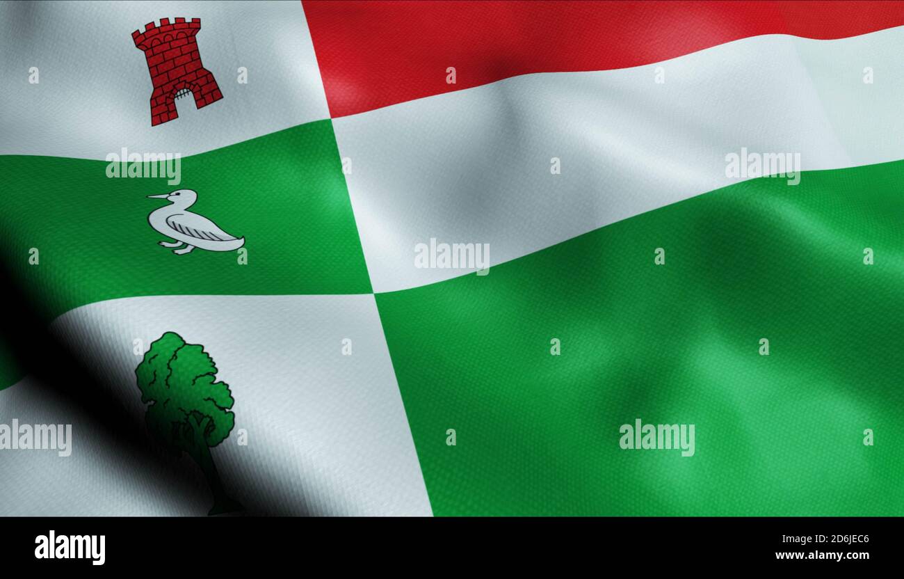 3D Illustration of a waving Netherlands city flag of Halderberge ...