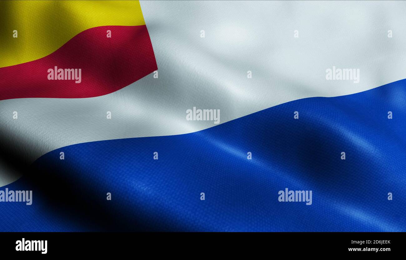 3D Illustration of a waving Netherlands city flag of Duiven ...